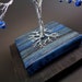Blue Wire Tree Sculpture on Wooden Base, Bonsai Wire Tree ...