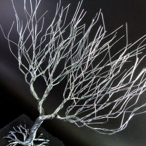 Steel Wire Tree Sculpture on Slate Base, Metal Tree of Life Sculpture ...