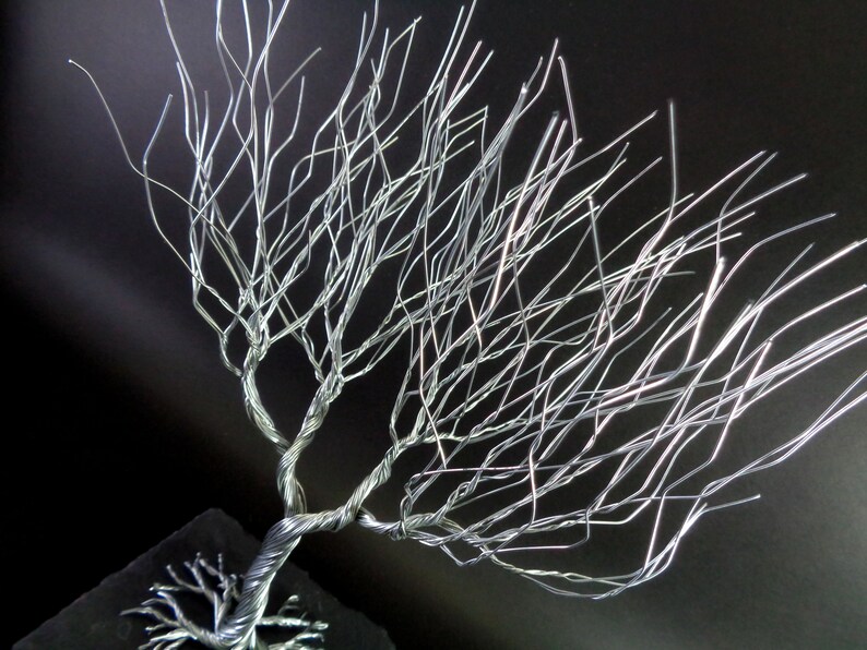 Steel Wire Tree Sculpture on Slate Base, Metal Tree of Life Sculpture ...