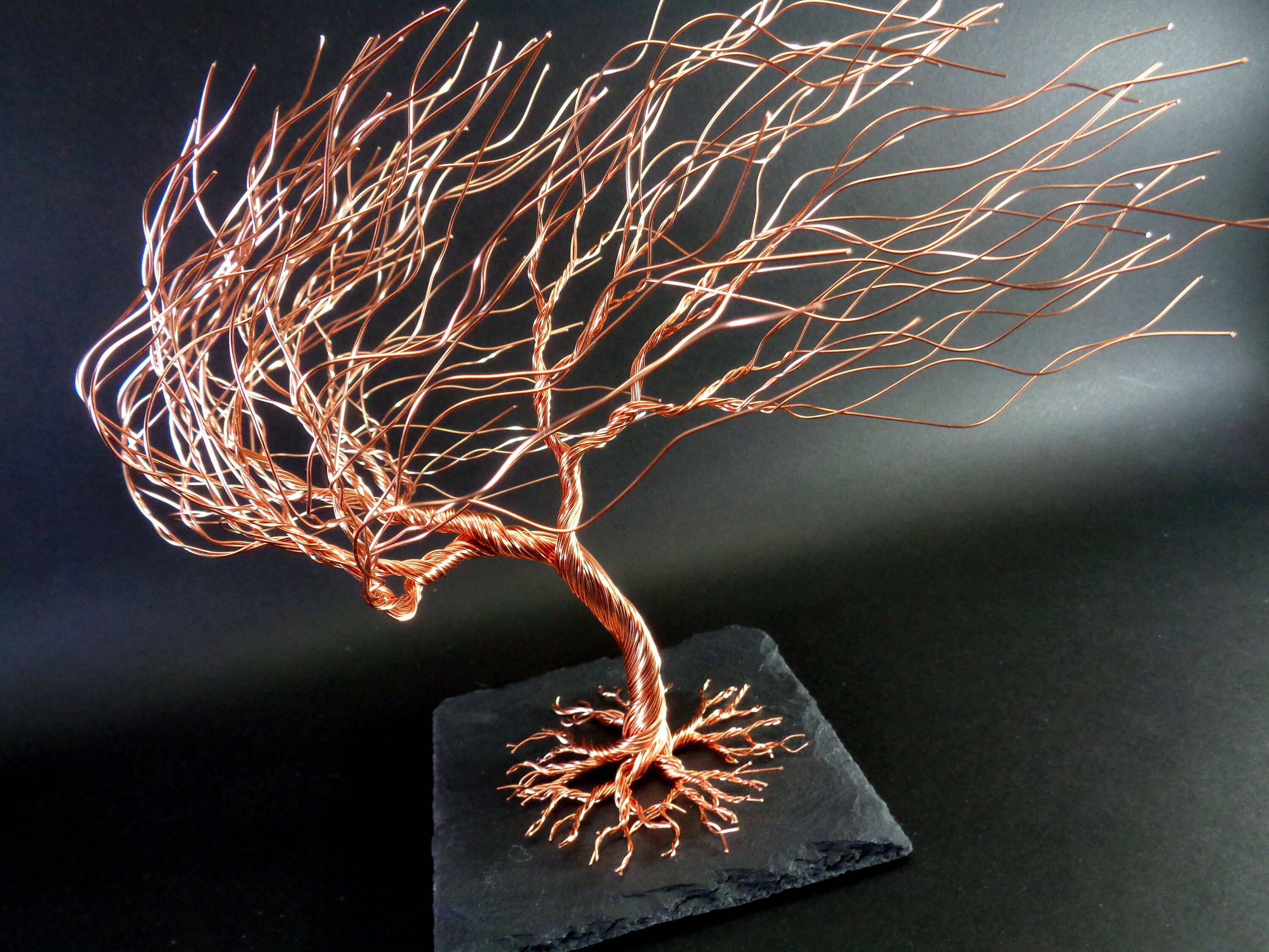 Copper Windswept Weeping Willow Wire Tree Sculpture, Metal Tree of Life ...