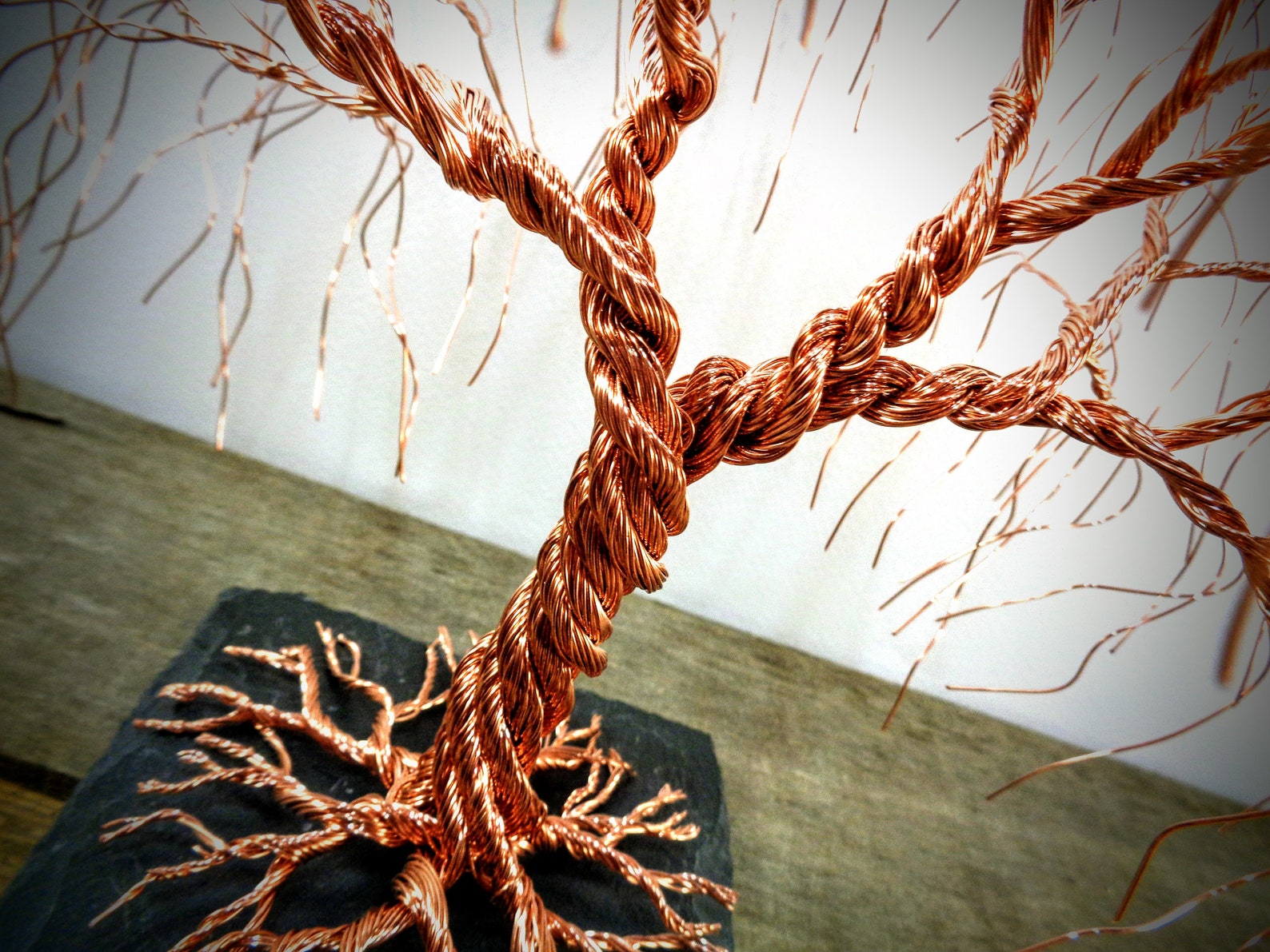 Copper Weeping Willow Wire Tree Sculpture, Metal Tree of Life Sculpture ...