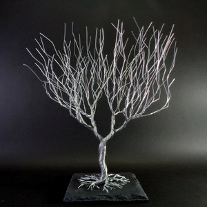 Steel Wire Tree Sculpture on Slate Base, Metal Tree of Life Sculpture ...