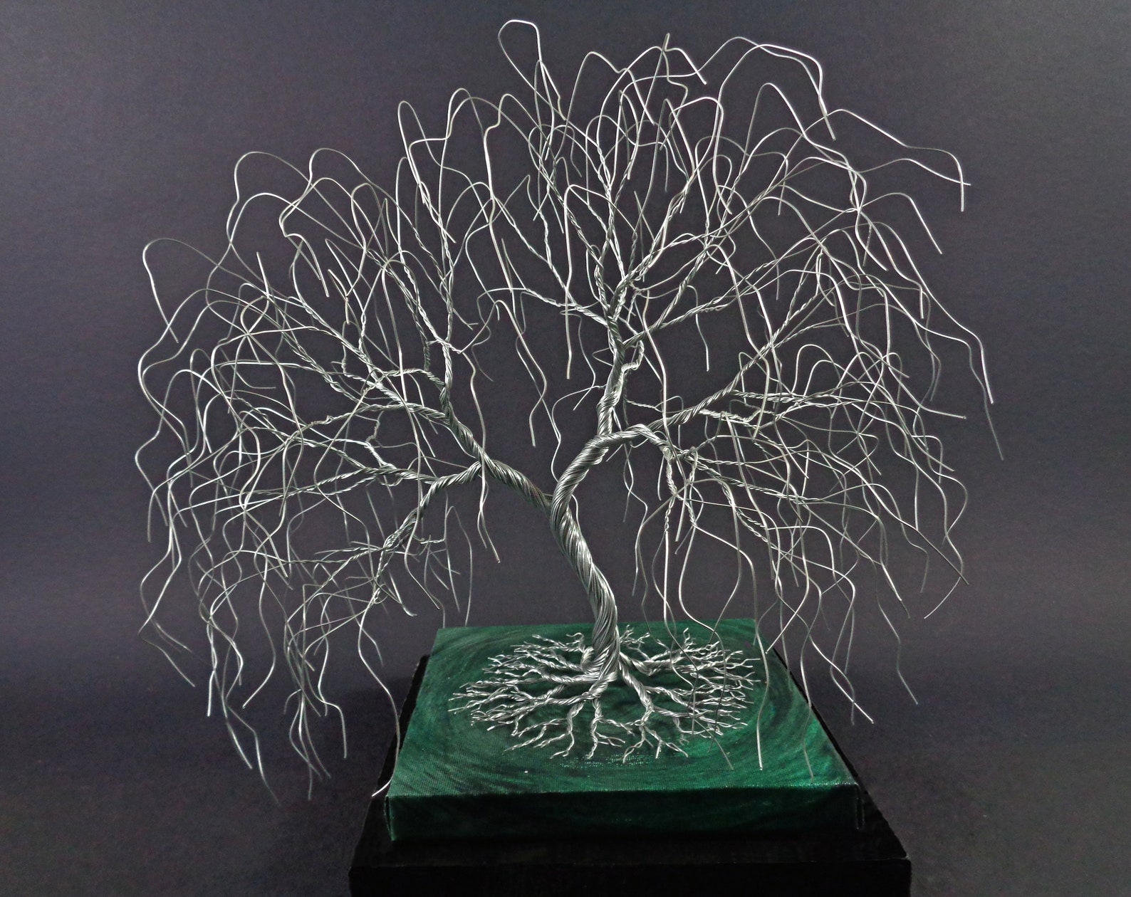 Large Weeping Willow Wire Tree Sculpture, Wire Bonsai Tree of Life ...