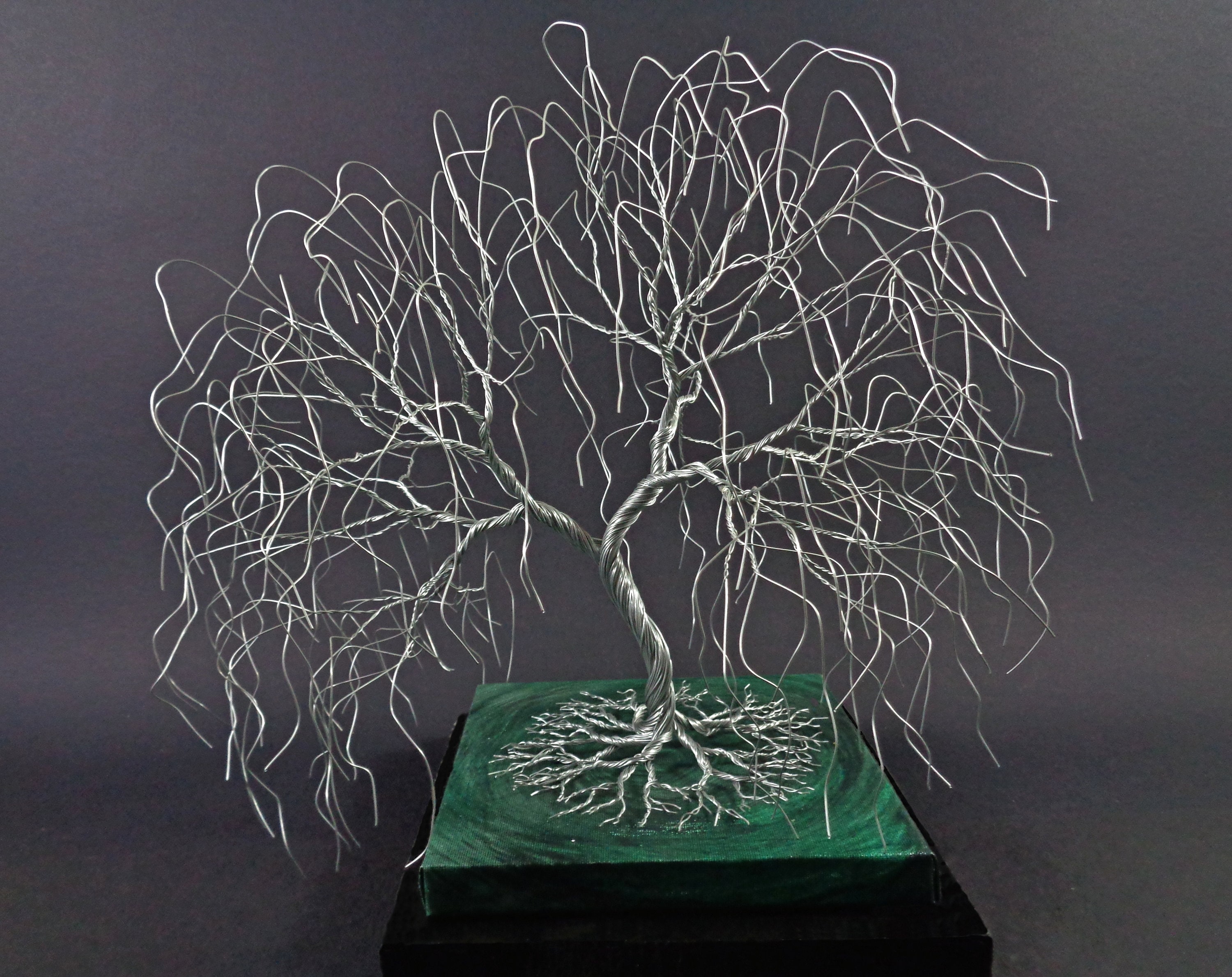 Large Weeping Willow Wire Tree Sculpture, Wire Bonsai Tree of Life ...