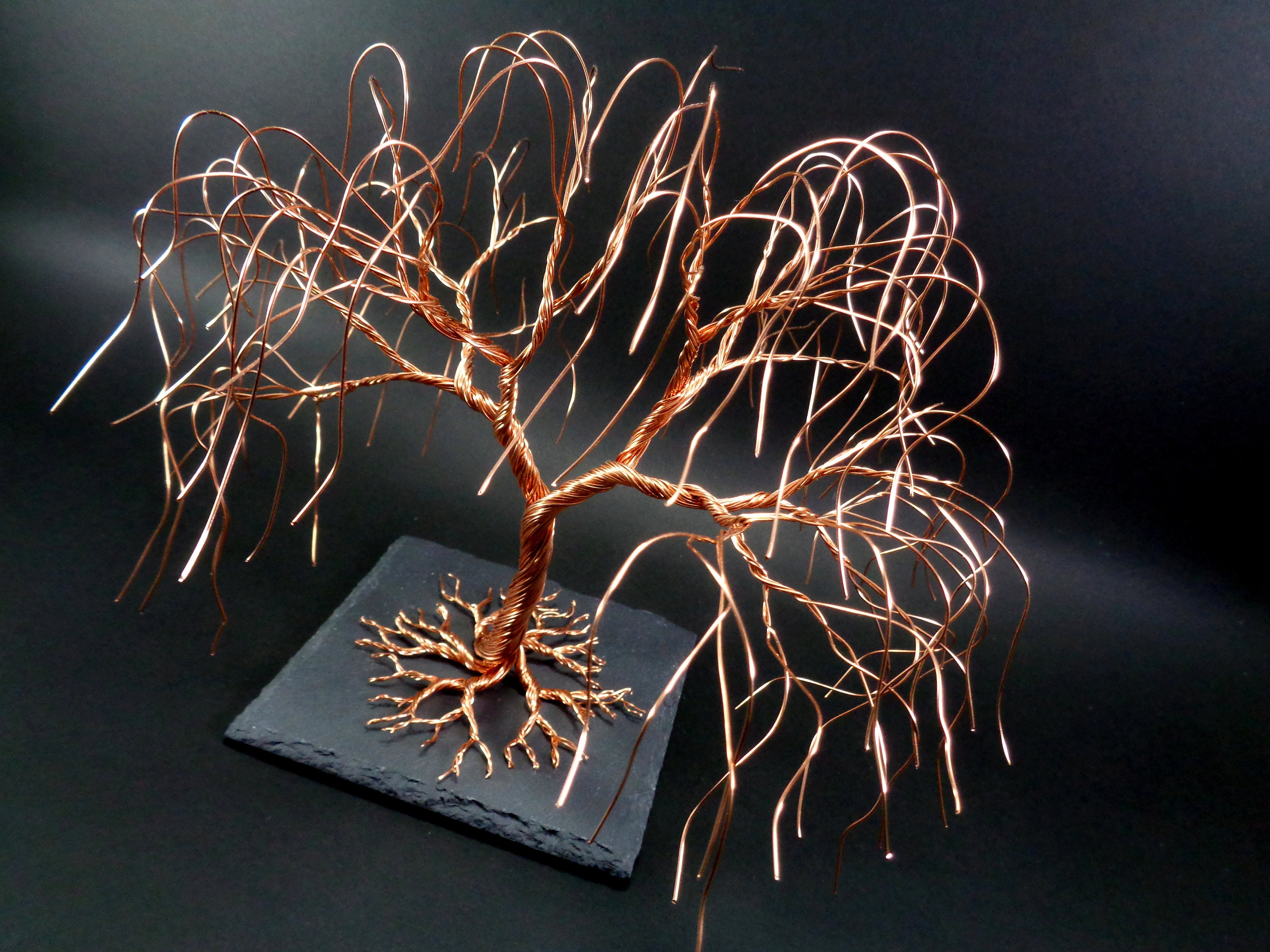 Copper Weeping Willow Wire Tree Sculpture, Metal Tree of Life Sculpture ...