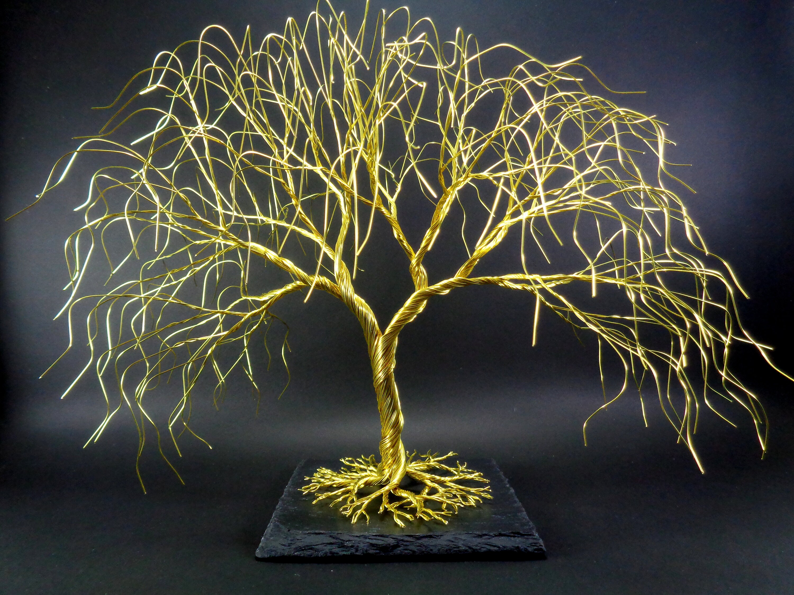 Brass Weeping Willow Wire Tree, Wire Bonsai Tree, Anniversary Gift ...