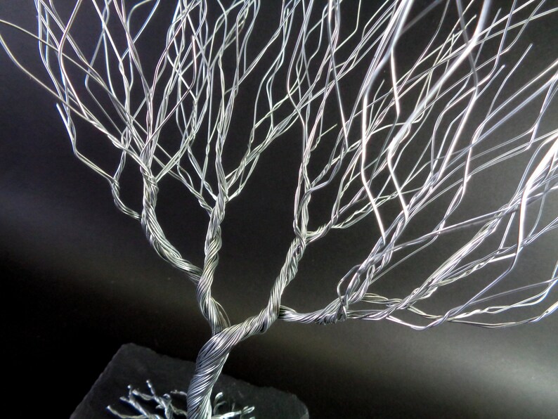 Steel Wire Tree Sculpture on Slate Base, Metal Tree of Life Sculpture ...