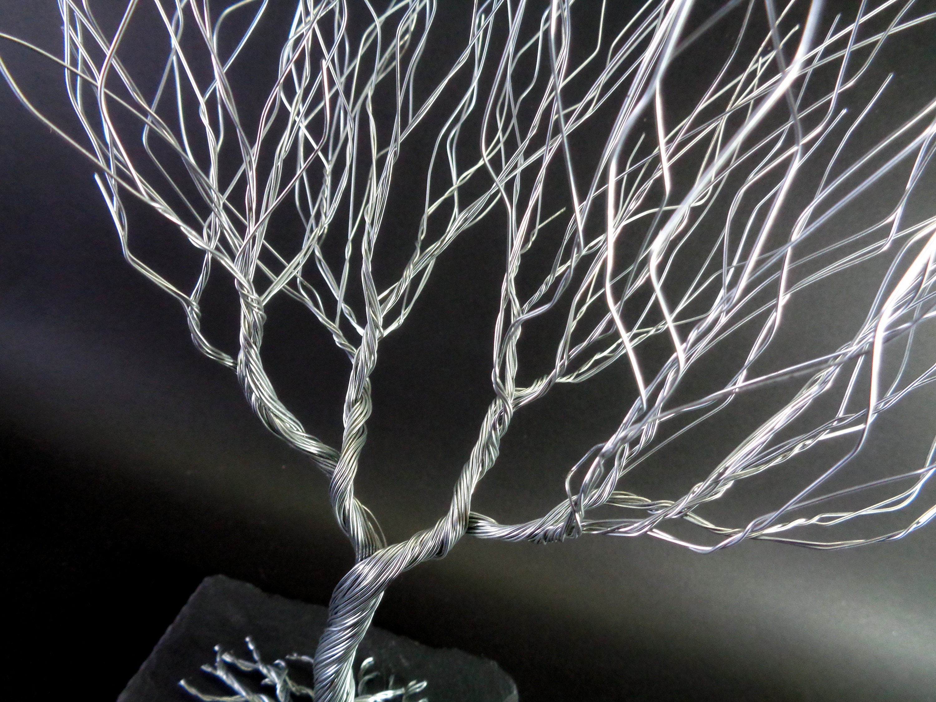 Steel Wire Tree Sculpture on Slate Base, Metal Tree of Life Sculpture ...