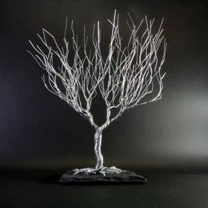 Steel Wire Tree Sculpture on Slate Base, Metal Tree of Life Sculpture ...