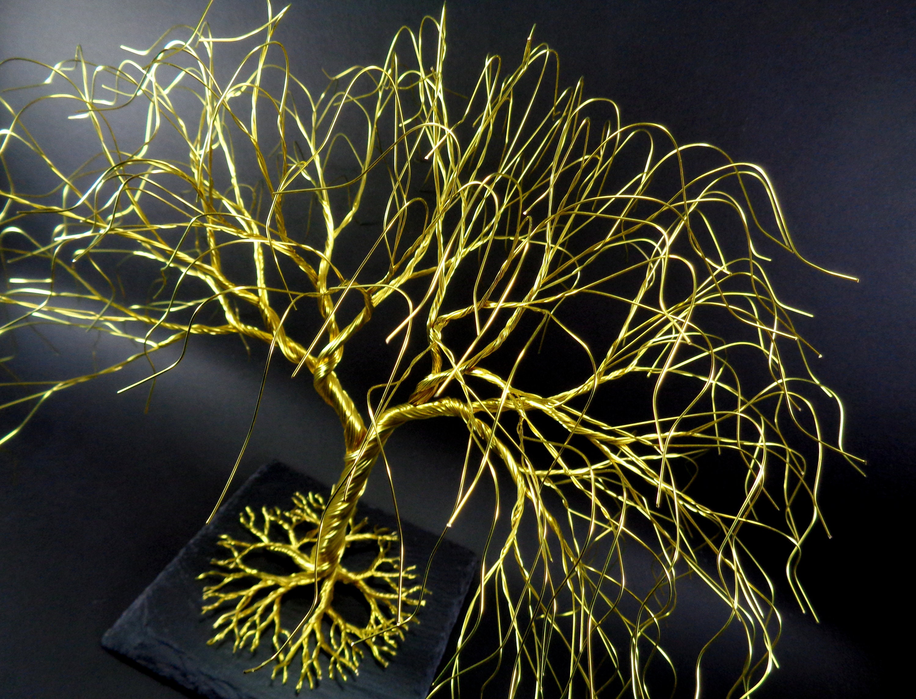 Brass Weeping Willow Wire Tree, Wire Bonsai Tree, Anniversary Gift ...