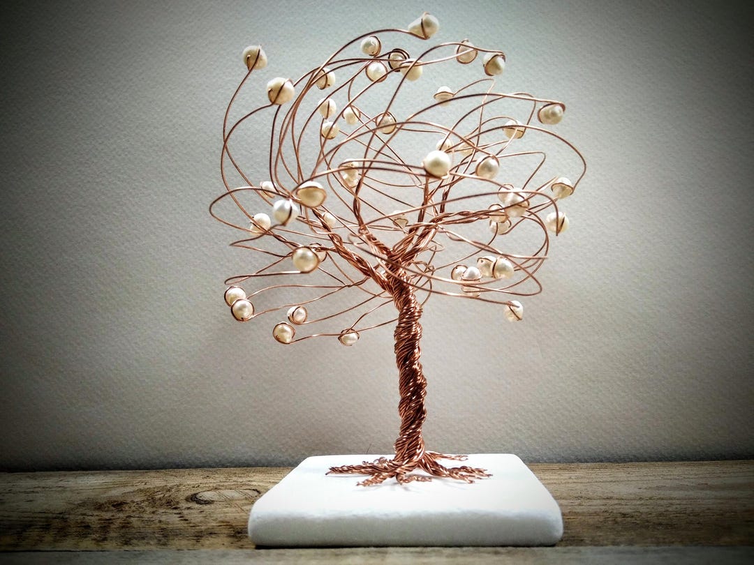 Copper Tree of Life With Pearls, Wire Bonsai Anniversary Gift, Tree of ...