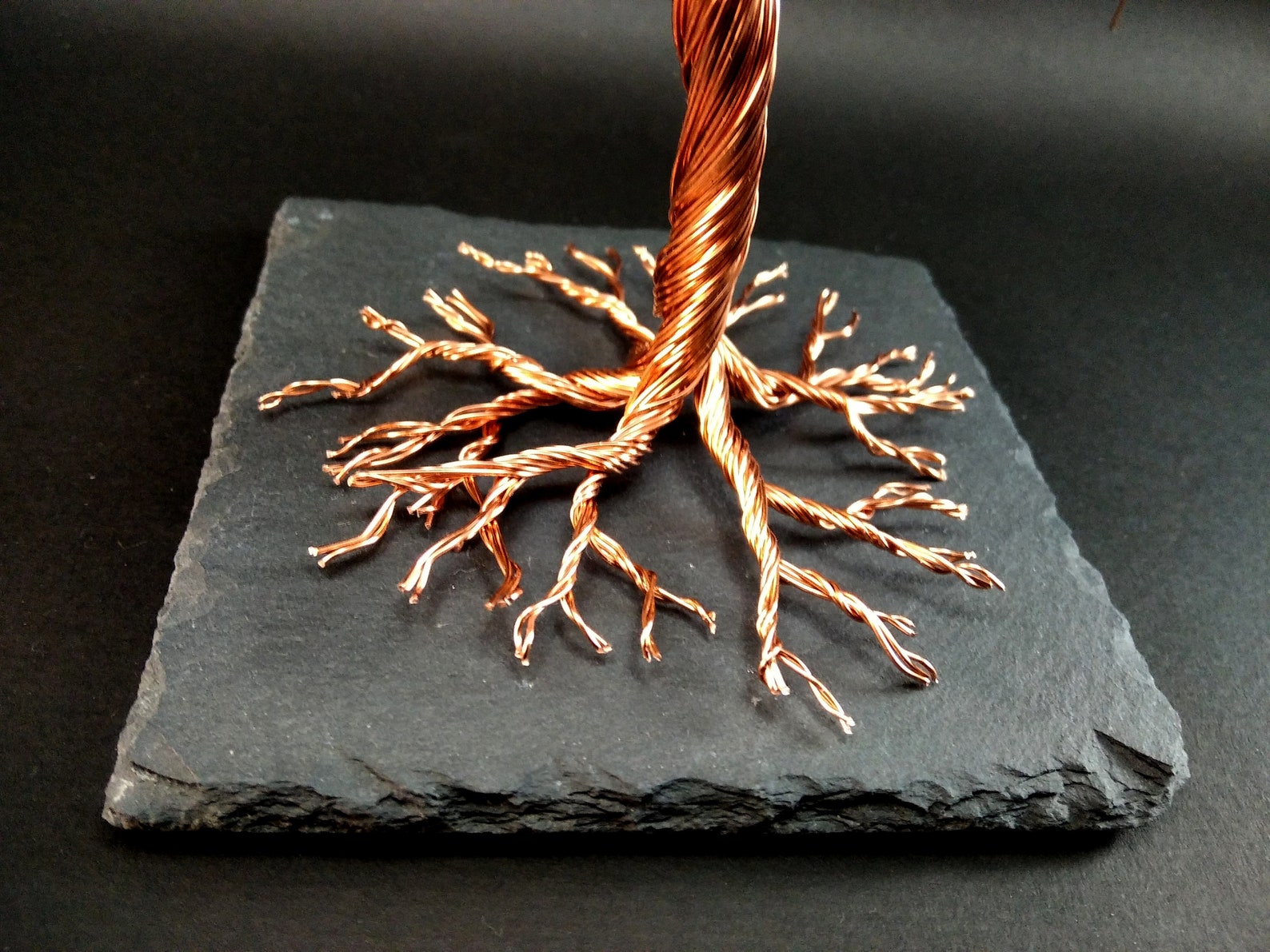 Copper Wire Tree Sculpture on Slate Base, Copper Tree of Life Sculpture ...