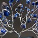 Blue Wire Tree Sculpture on Wooden Base, Bonsai Wire Tree ...
