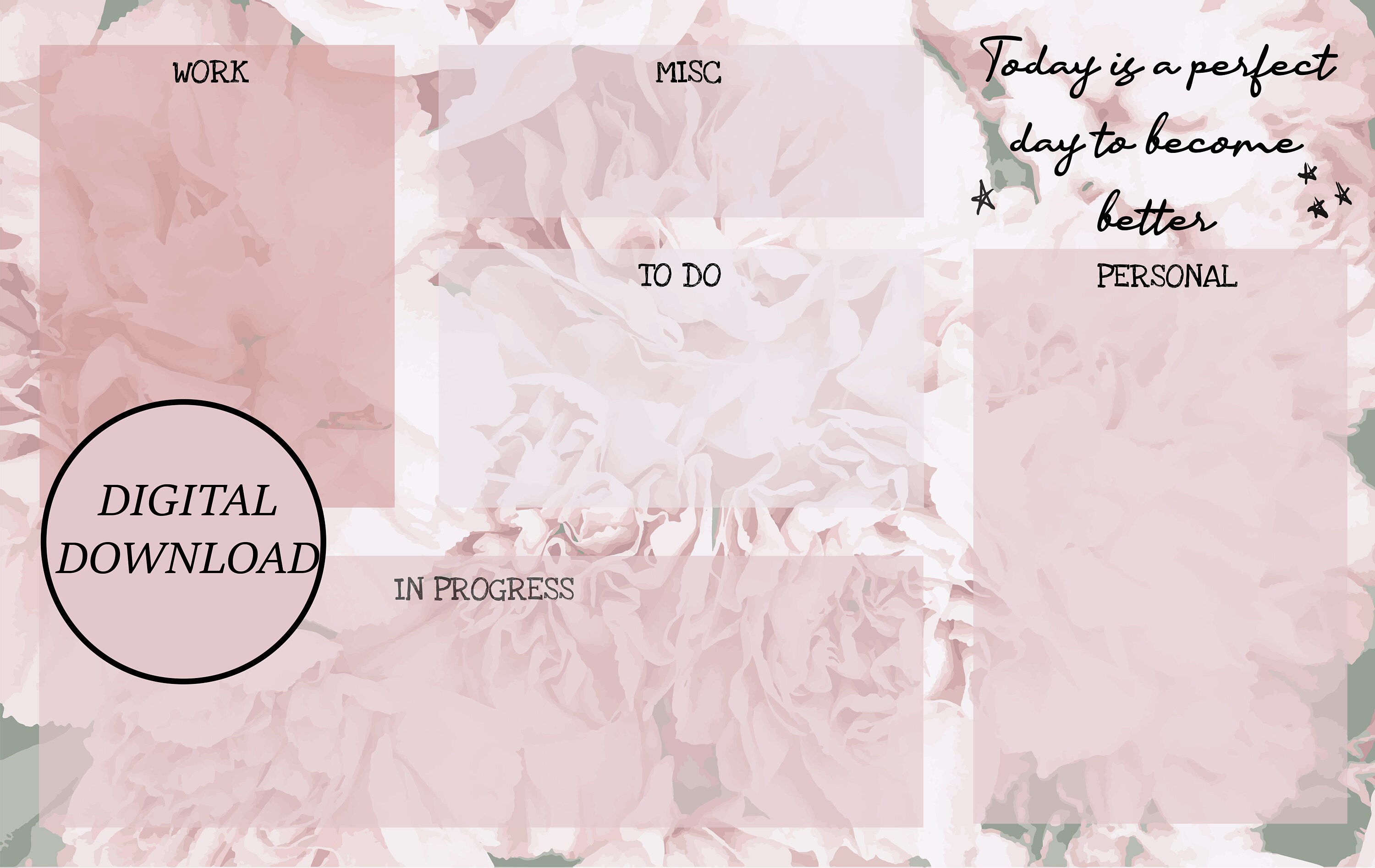 Desktop Organizer Wallpaper Pink Tones Floral Peonies Mac - Etsy UK