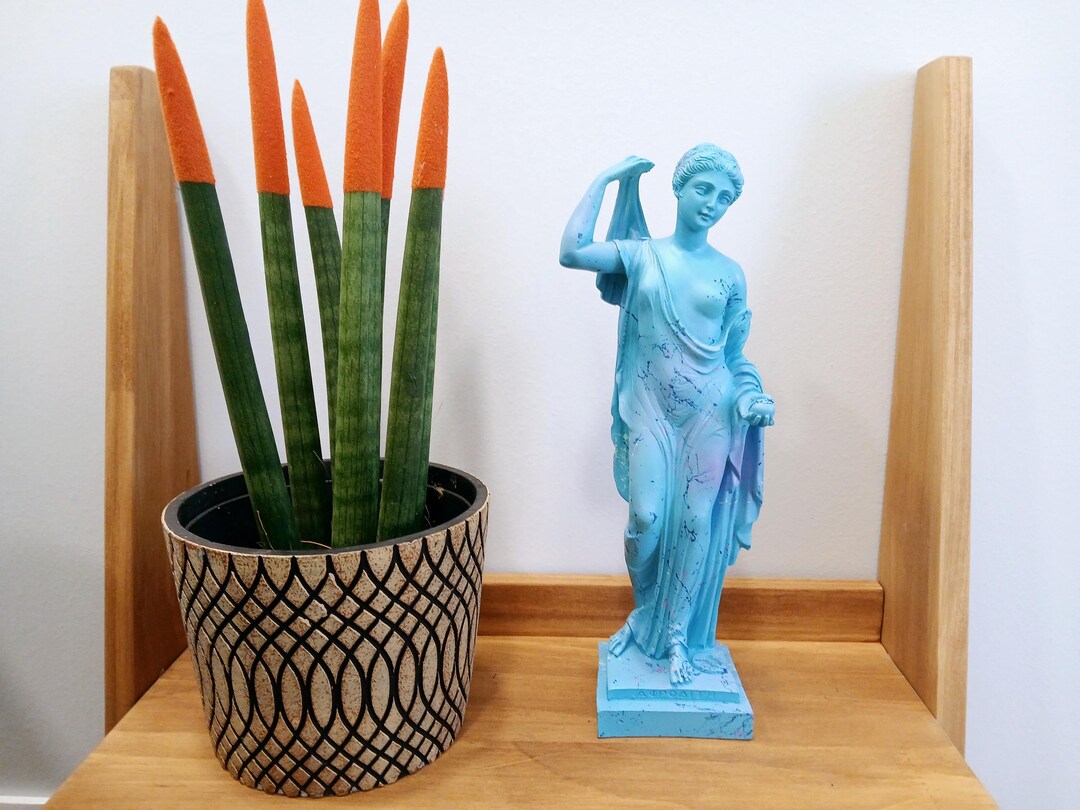 Pop Art Aphrodite Alabaster Sculpture: Modern Greek Art, Blue Accents ...