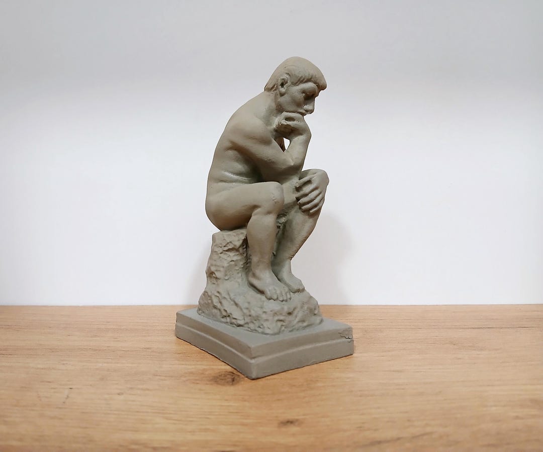 The Thinker Statue: Bonded Alabaster Sculpture, Beton Inspired Finish ...