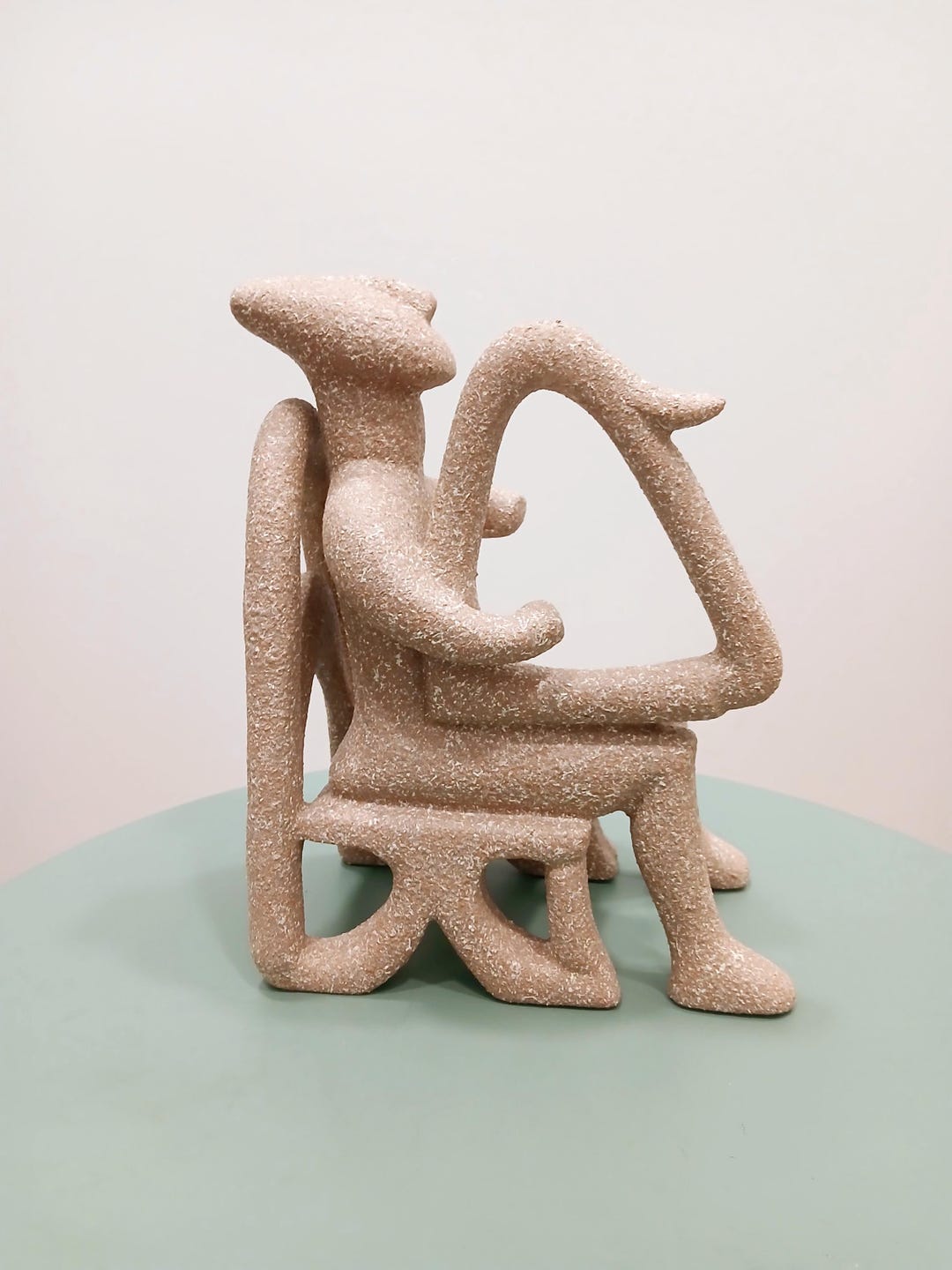 Alabaster Harp Player Statue: Sandy Cycladic Idol, Handmade in Greece ...