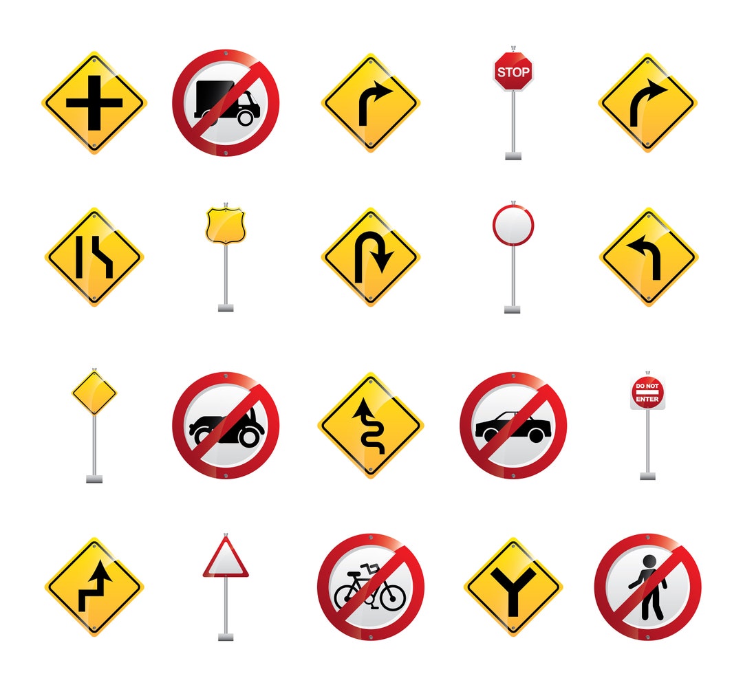 Road Signs Clipart Roads Vector Street Signs Traffic Sign - Etsy