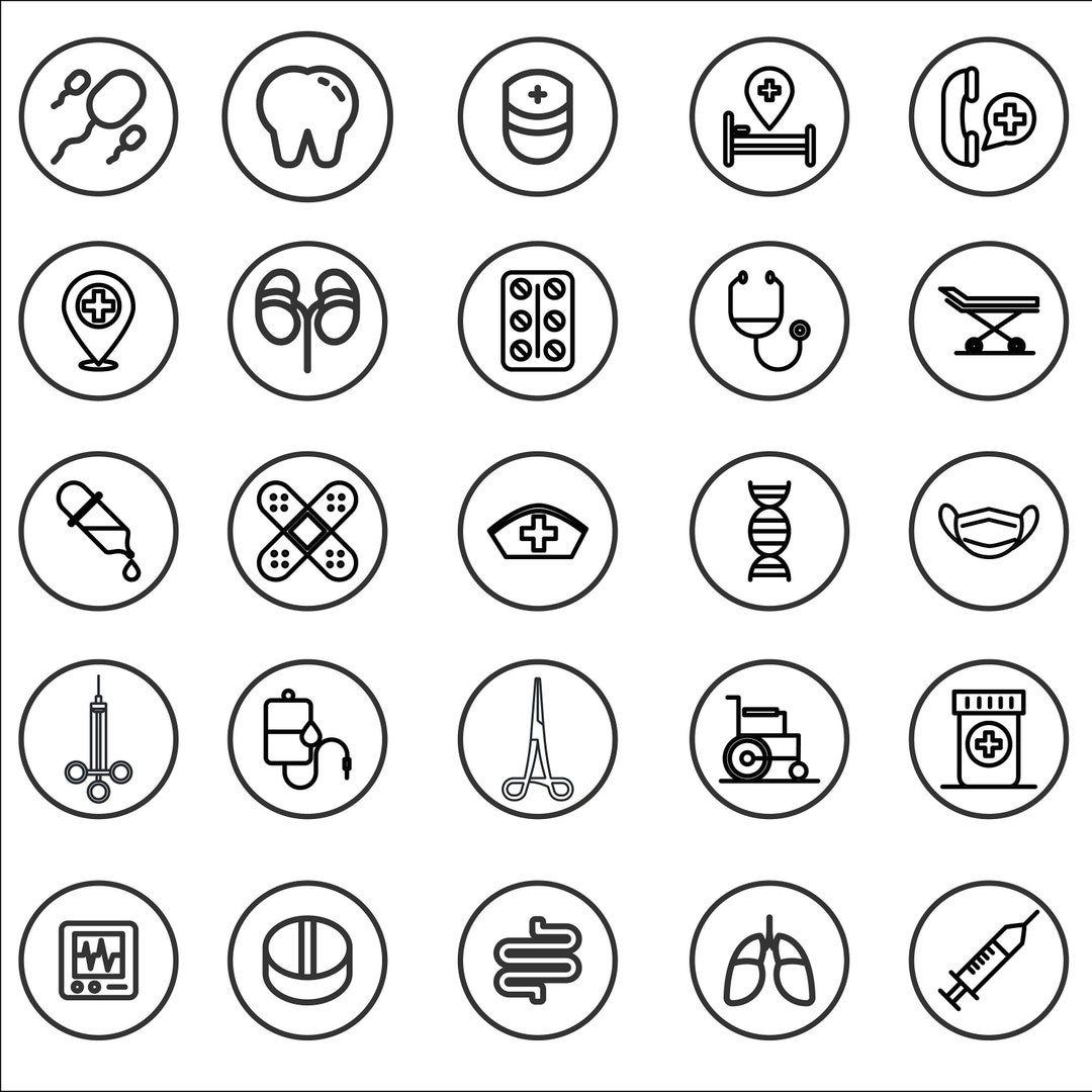 Medical &doctor Icons Clipart Set Medical Illustrations Health Icons ...