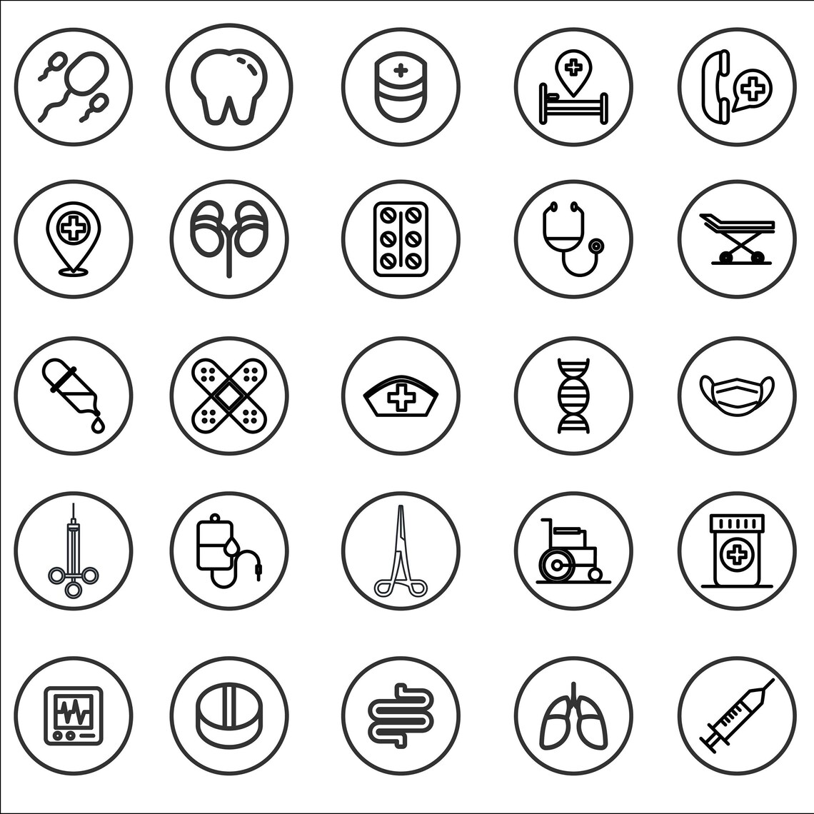 Medical &doctor Icons Clipart Set Medical Illustrations Health Icons ...