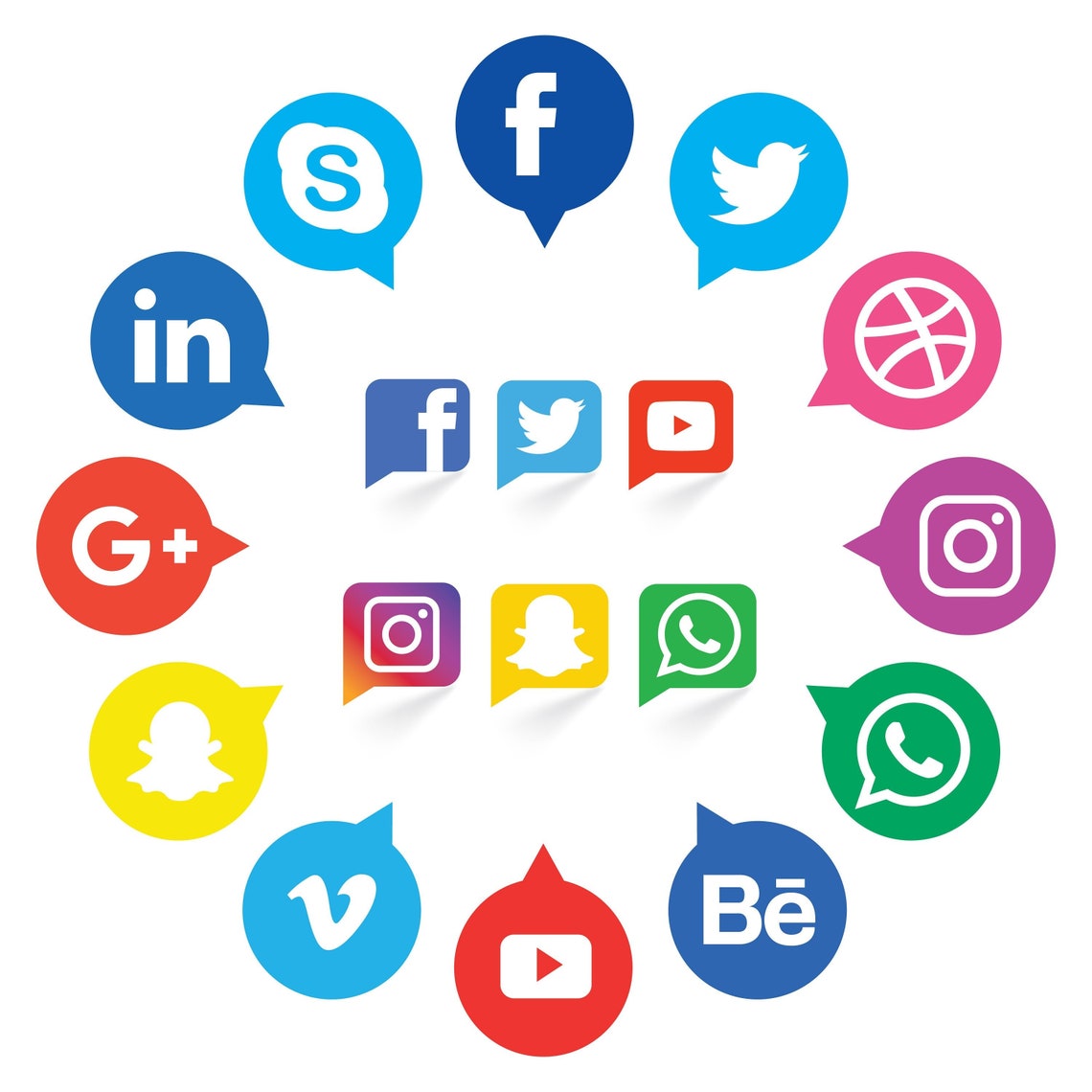 Social Media Icons, Social Media Symbols Printable SVG File Vectors ...