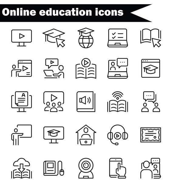 Online Learning Icons Digital Clip Art for Scrapbooking Card | Etsy
