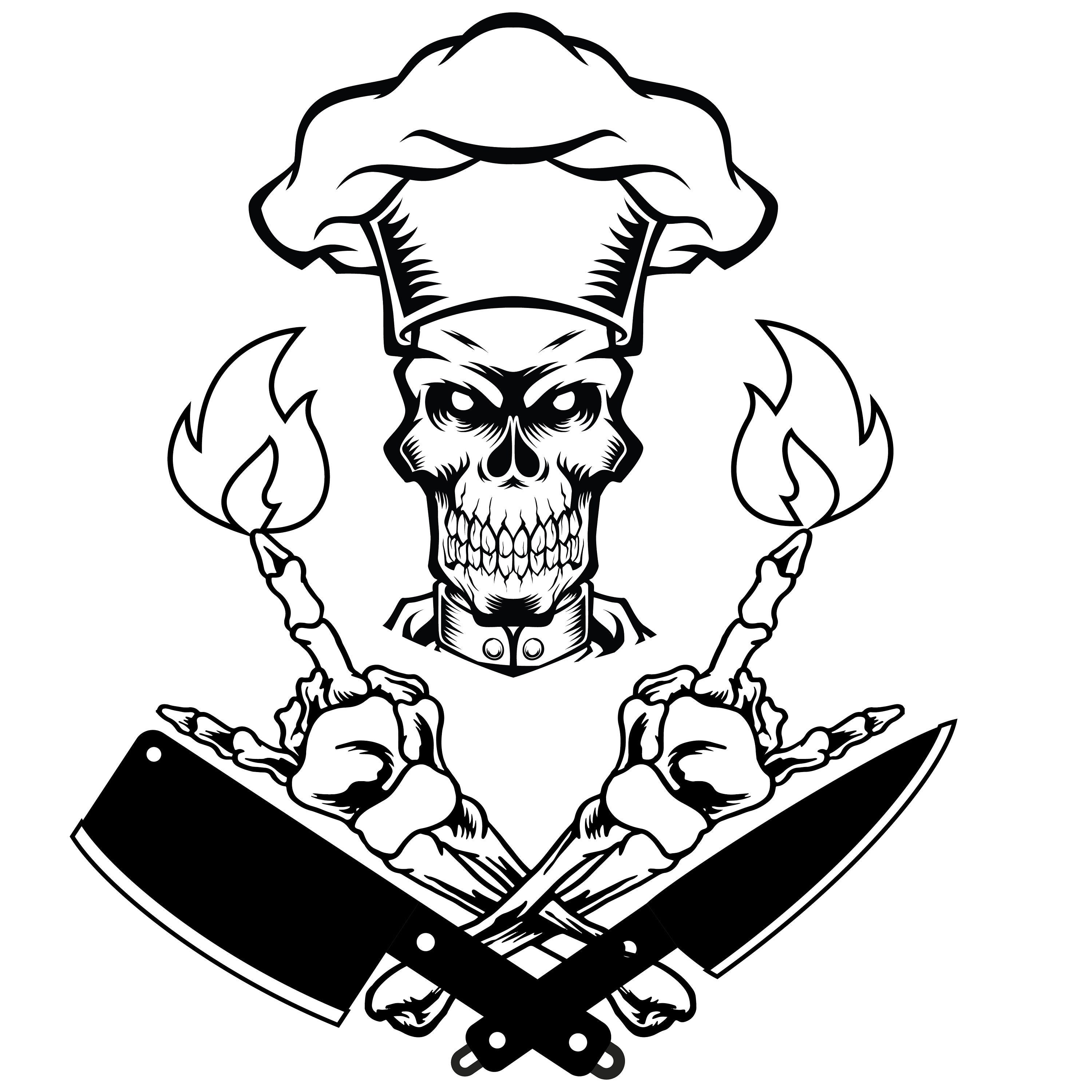 Chef Svg, Kitchen Svg, Cook Svg, Skull Clipart, Human Skull, Skull Art ...