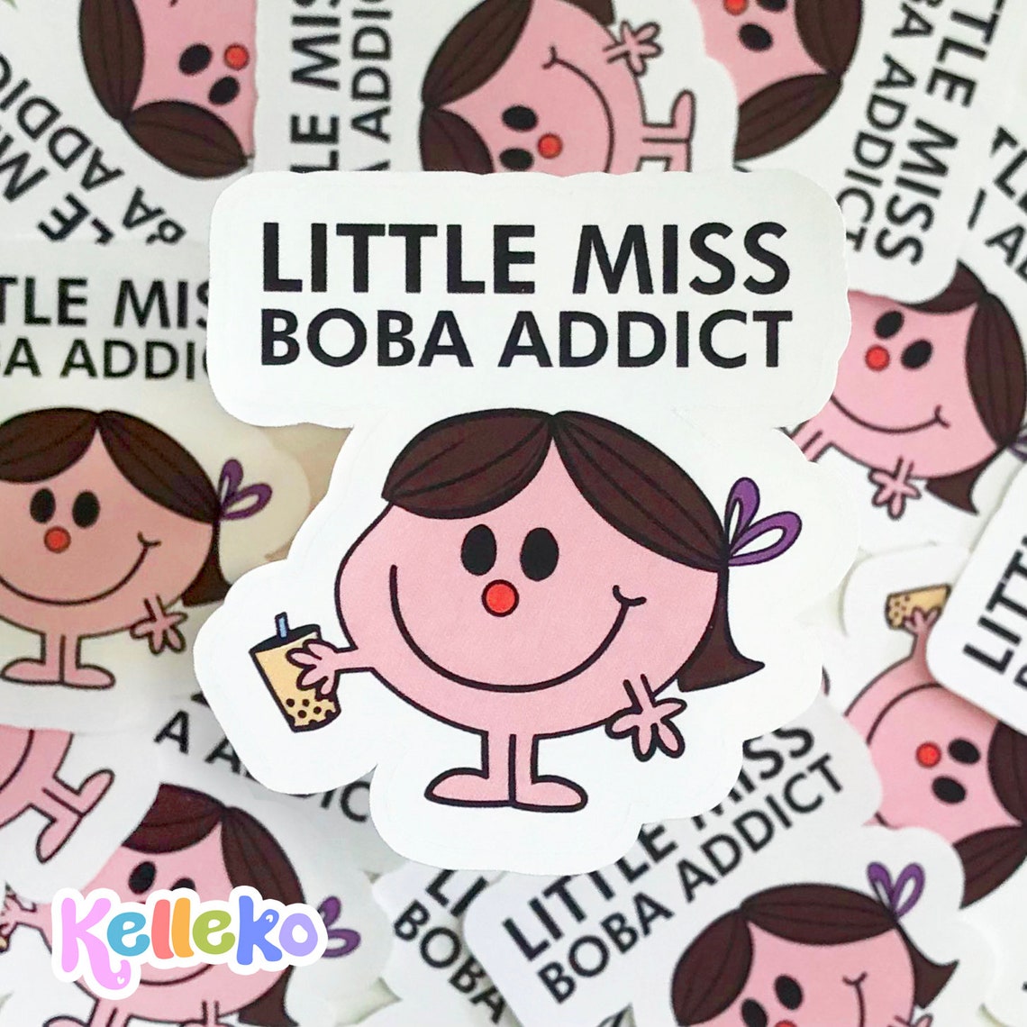 Little Miss Boba Addict Sticker Little Miss Mr Men Meme - Etsy