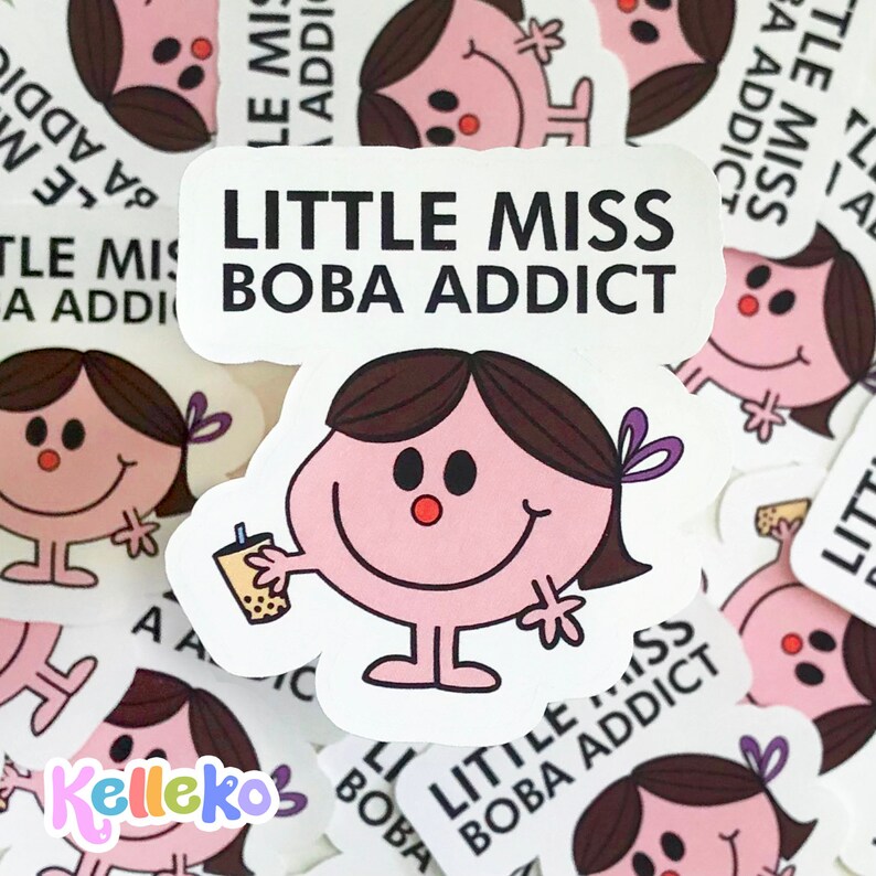 Little Miss Boba Addict Sticker Little Miss Mr Men Meme - Etsy