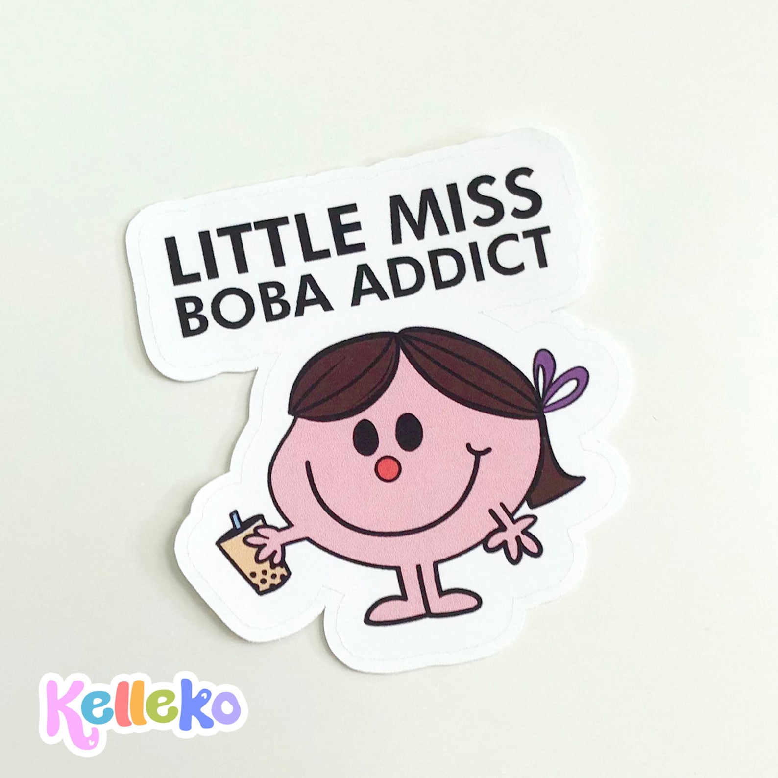 Little Miss Boba Addict Sticker Little Miss Mr Men Meme - Etsy