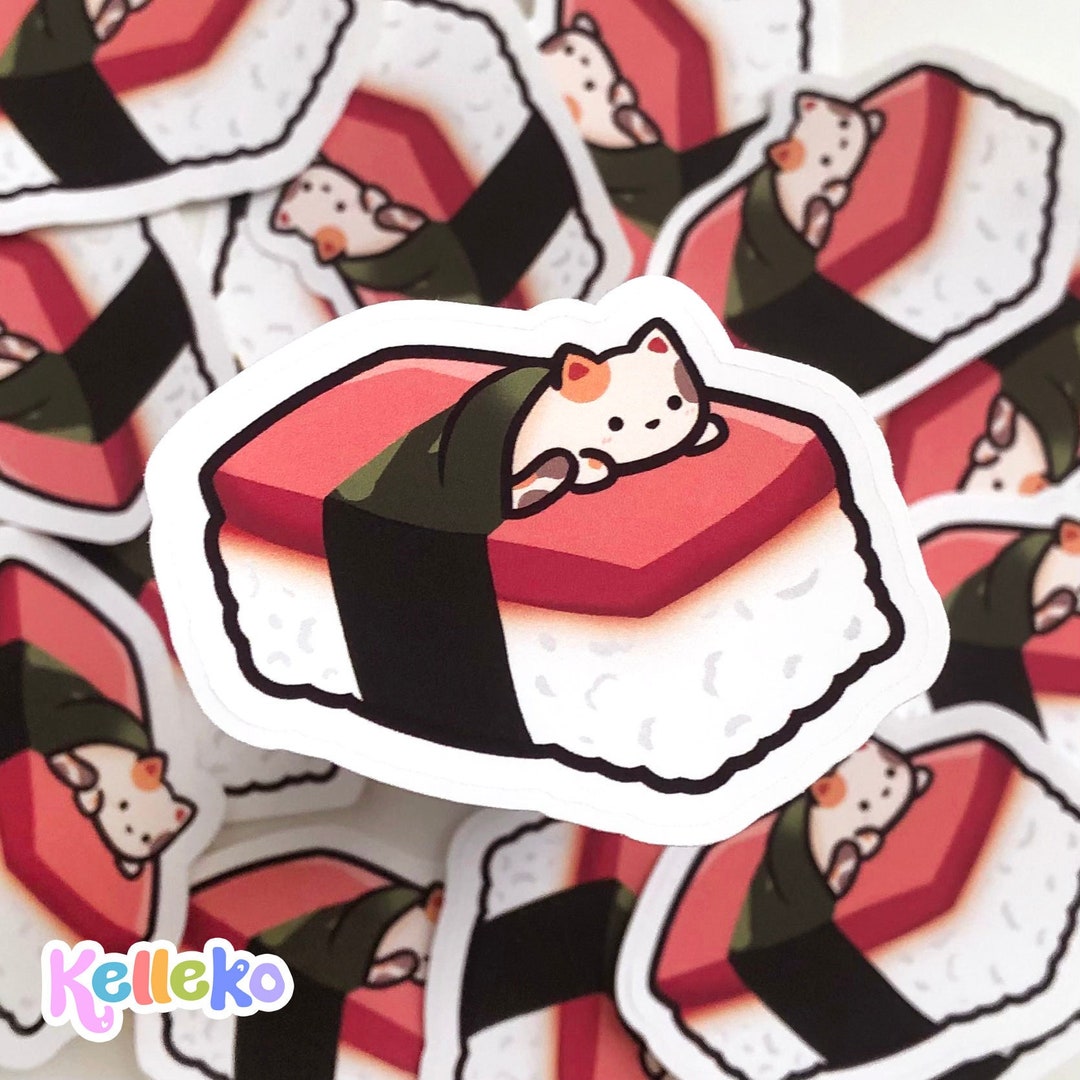 Spam Musubi Cat Sticker - Matte Weatherproof, Sushi Sticker - Etsy