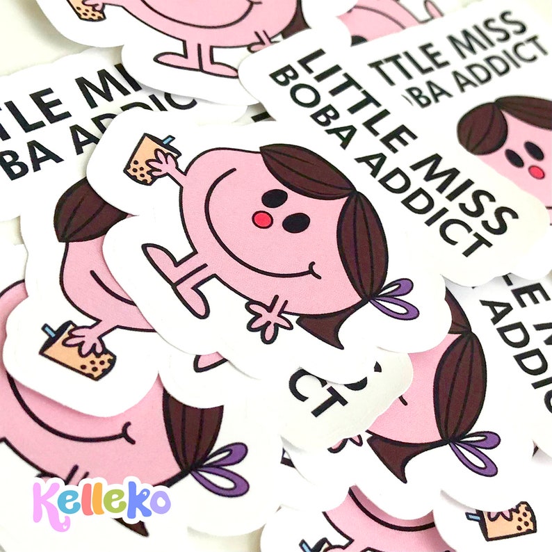 Little Miss Boba Addict Sticker Little Miss Mr Men Meme - Etsy