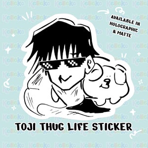 Toji Thug Life Glasses Sticker HOLOGRAPHIC JJK, Anime Sorcerer, Satoru ...