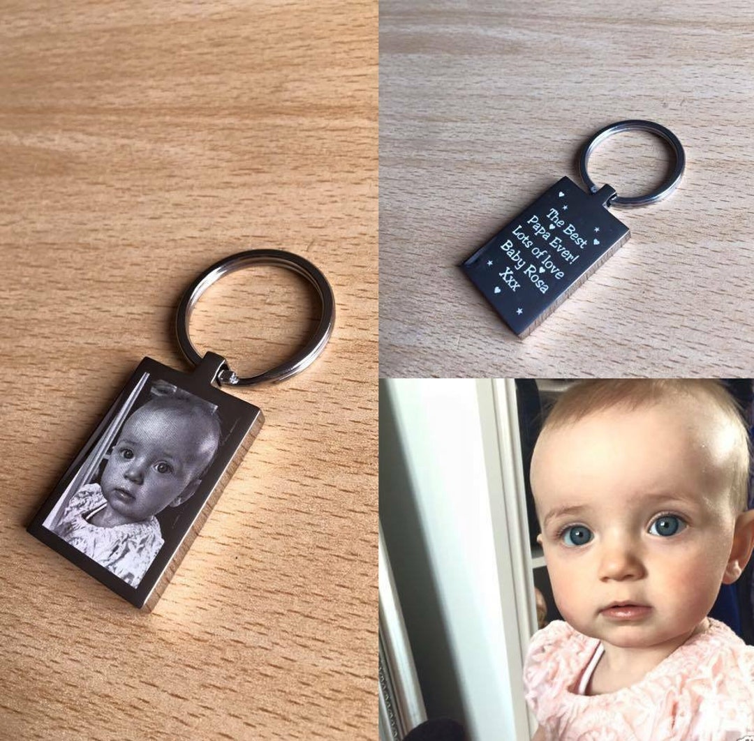 Personalised Photo Engraved Keyring – Custom Stainless Steel Gift for ...