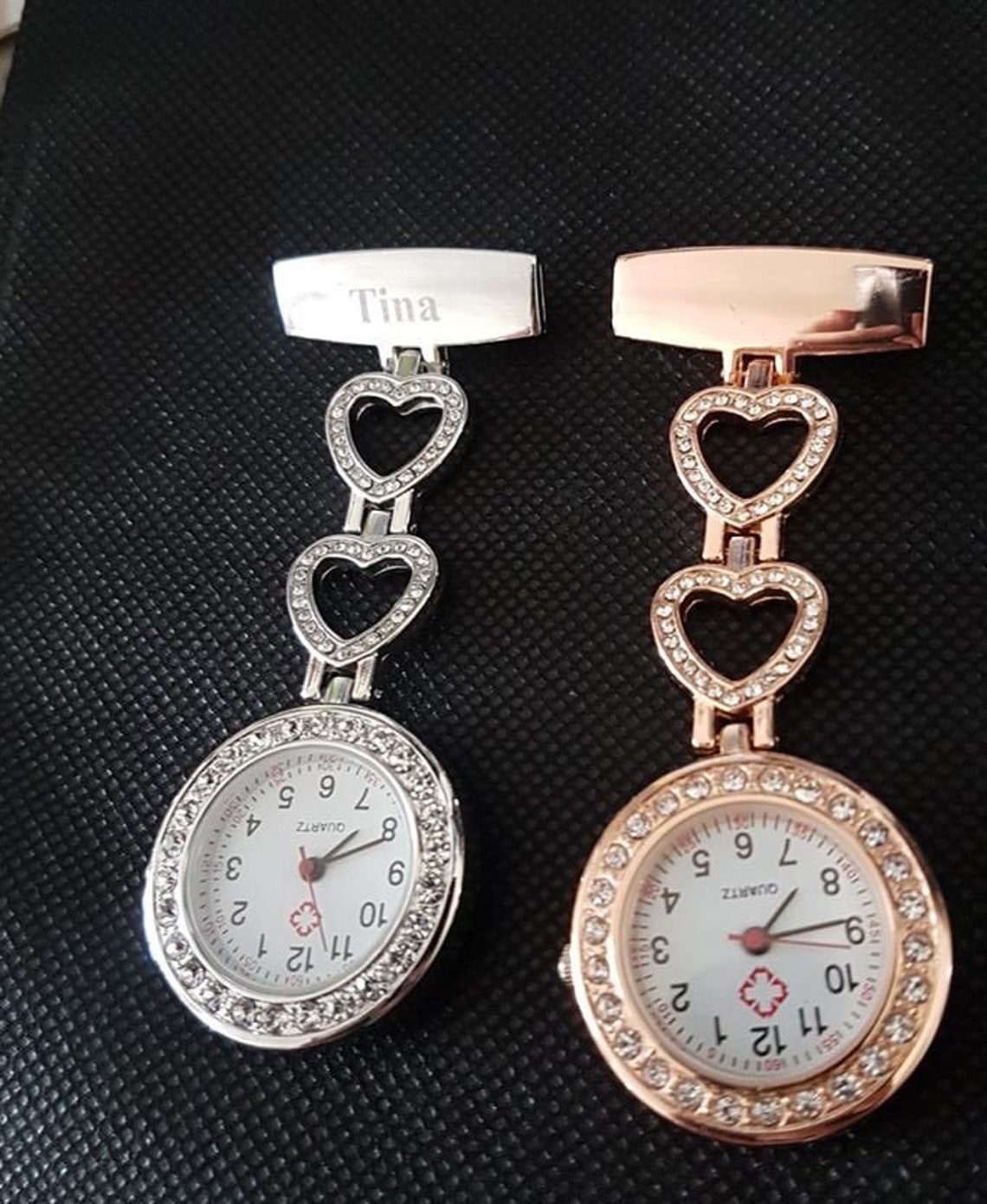 Personalised Engraved Rhinestone Nurse Watch – Silver or Rose Gold ...