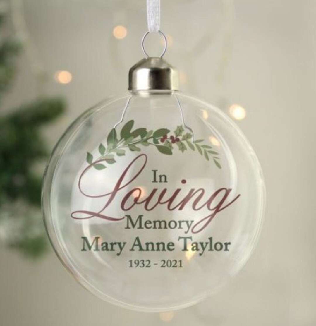 Personalised in Loving Memory Glass Bauble – Custom Memorial Xmas ...