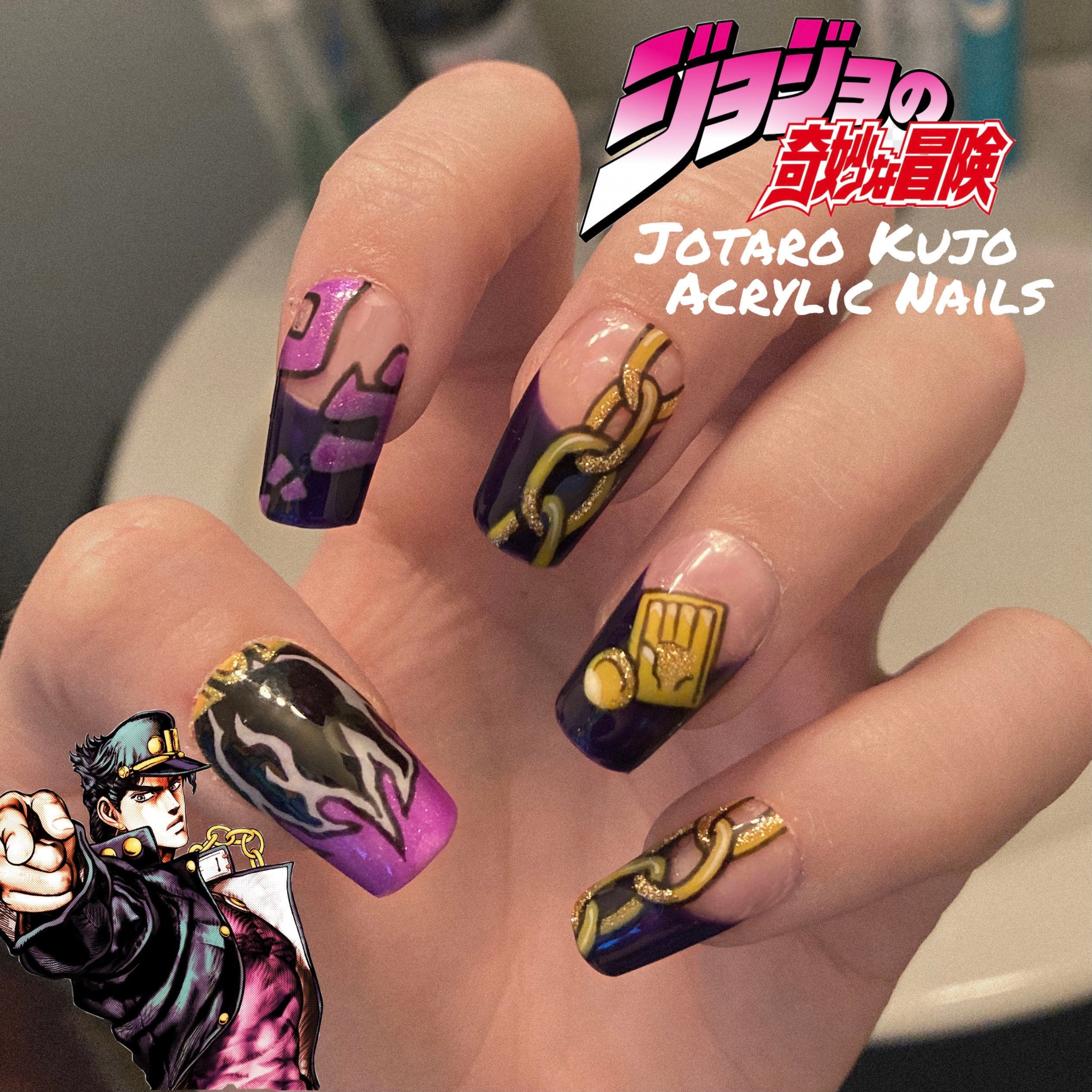 Jotaro Kujo Acrylic Gel Nail Press Ons JoJos Bizarre | Etsy