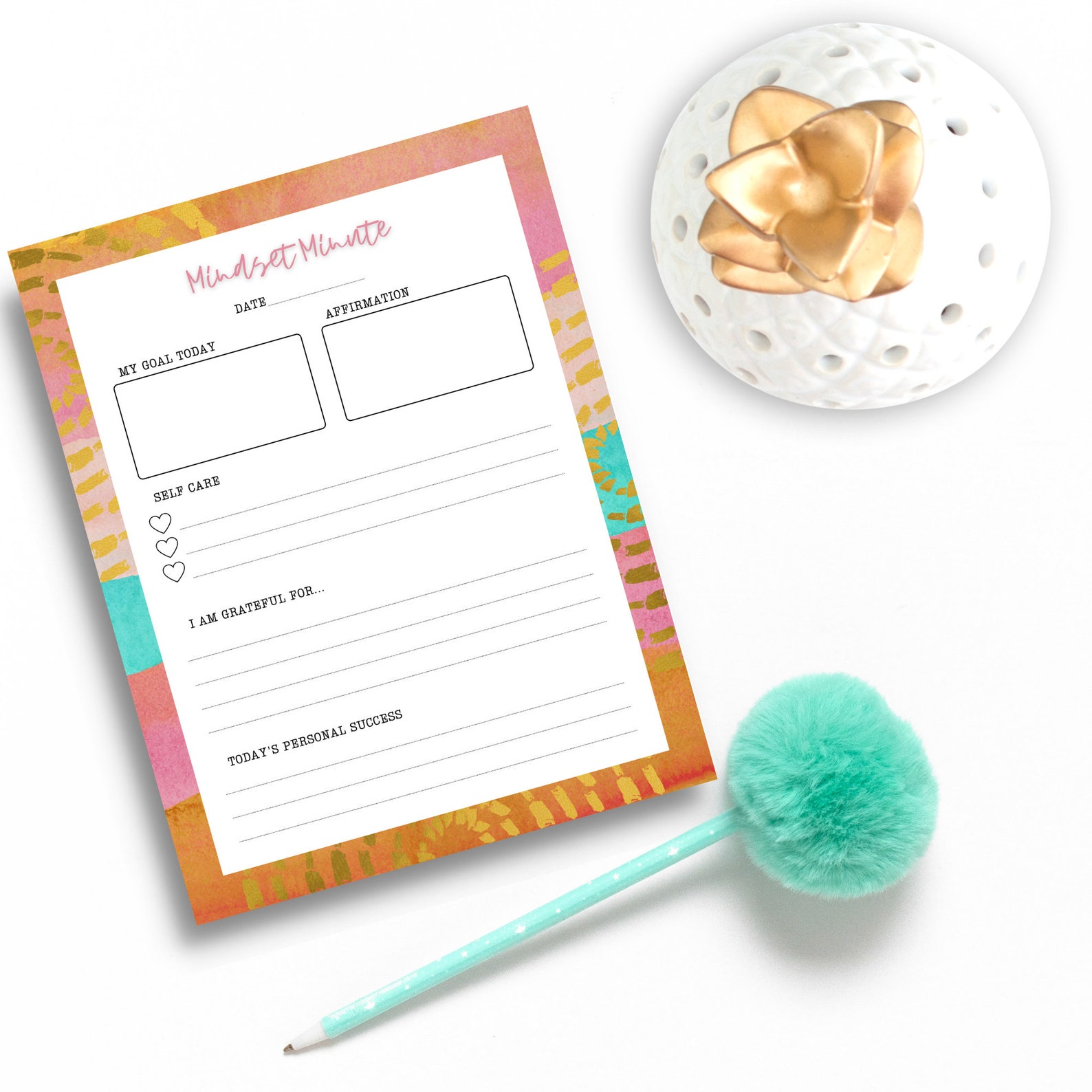 PRINTABLE mindset Minute Mindset Journal Page, Mindset Check in ...