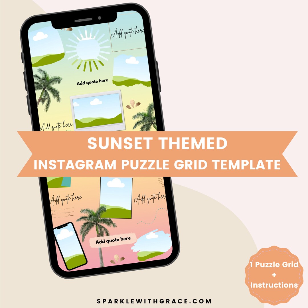 Sunset Instagram Puzzle Grid Template Unique Design High-quality Easy ...