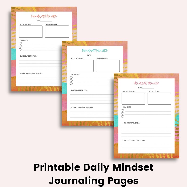 PRINTABLE mindset Minute Mindset Journal Page, Mindset Check in ...