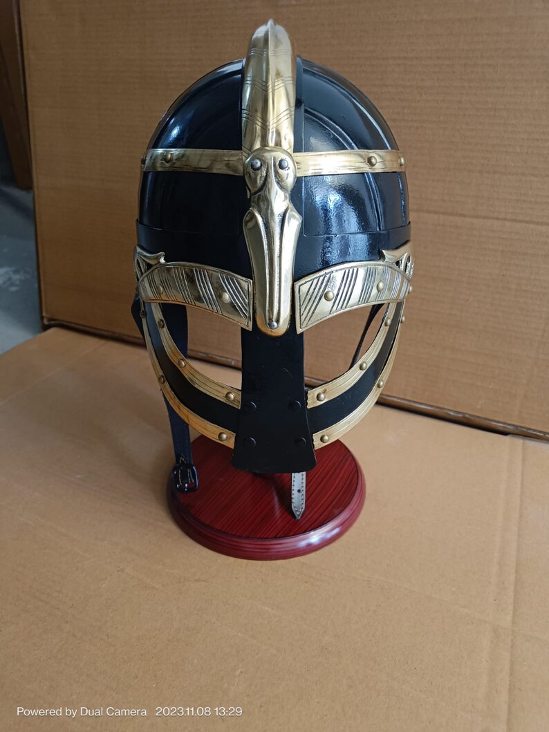 16 Gage Steel & Brass Medieval Vendel Viking Helmet Knight Museum Armor ...