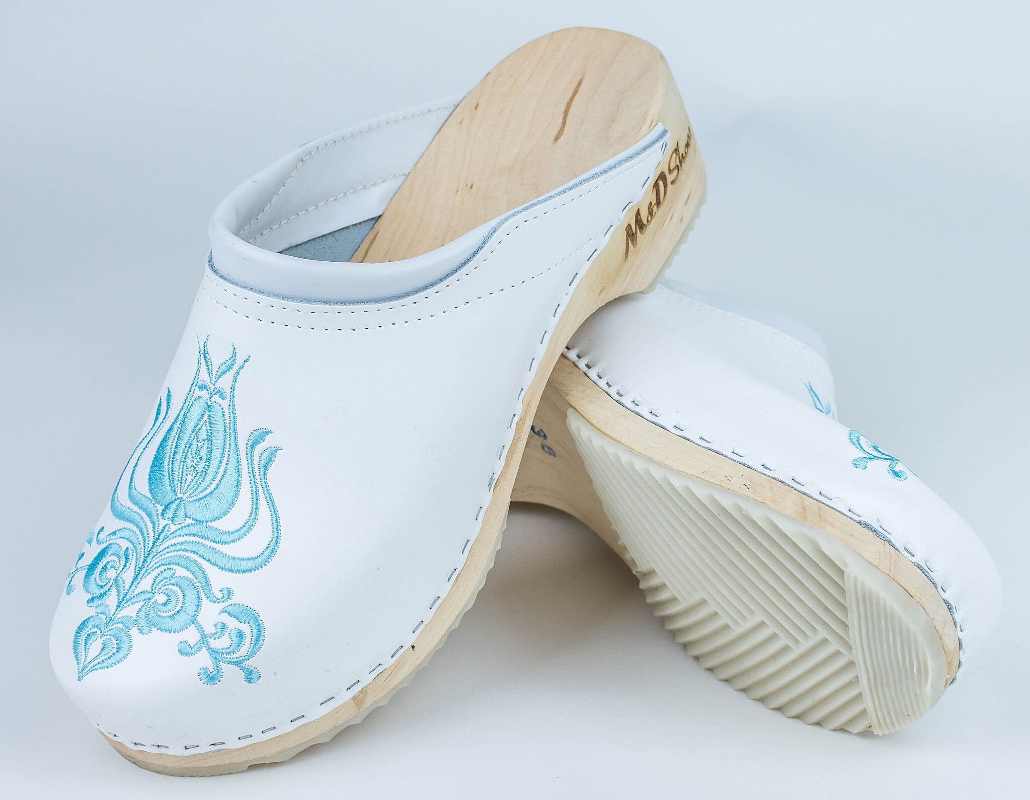 Embroidered Motif Tulipleather Clogs for Women - Etsy UK