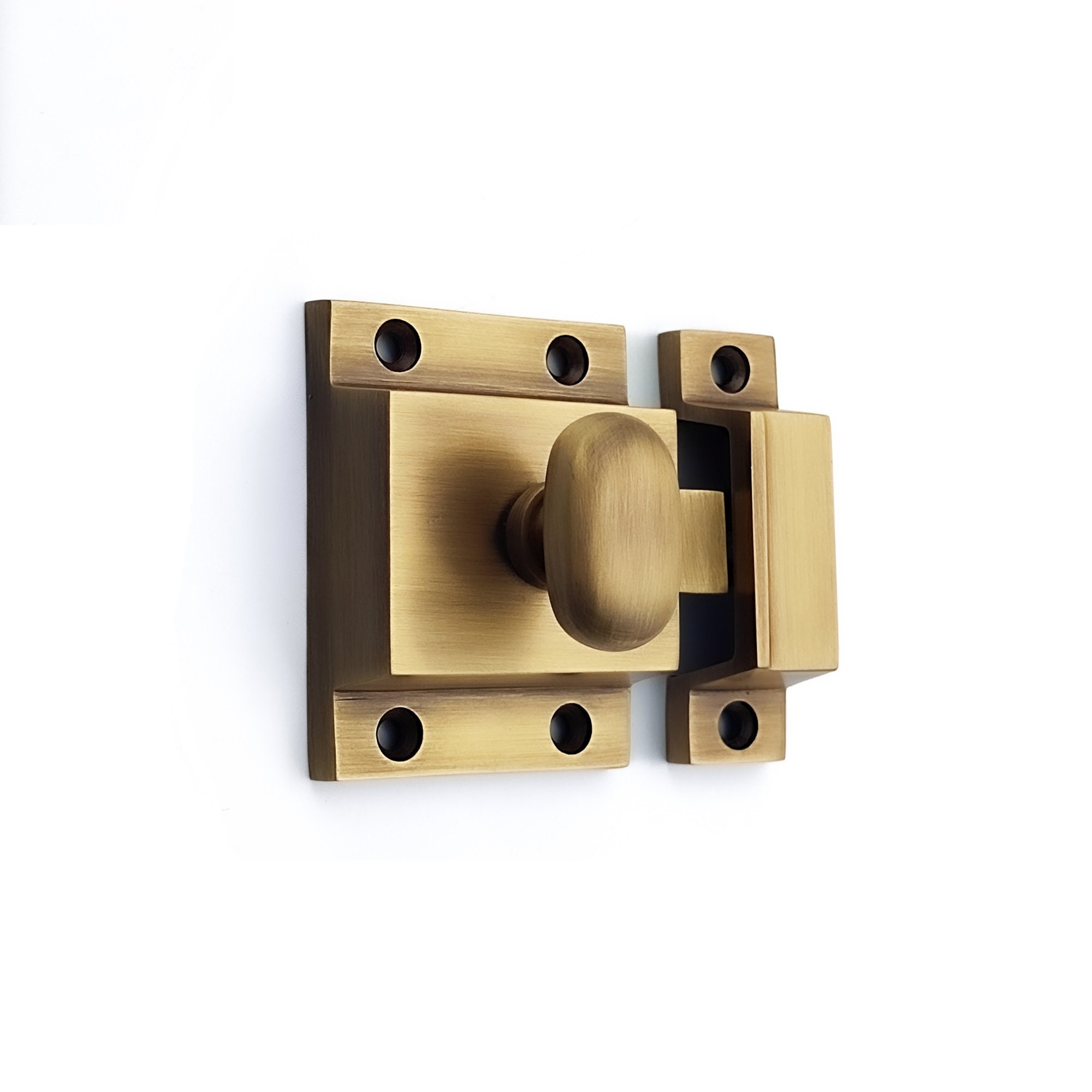 Cupboard Thumb Turn Catch Solid Brass Wardrobe Cabinet Door Sprung ...