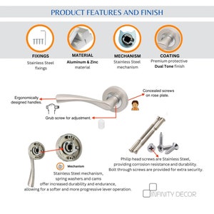 Pair of Twisted Lever on Sprung Rose Dual Tone Finish Door Pull Handles ...