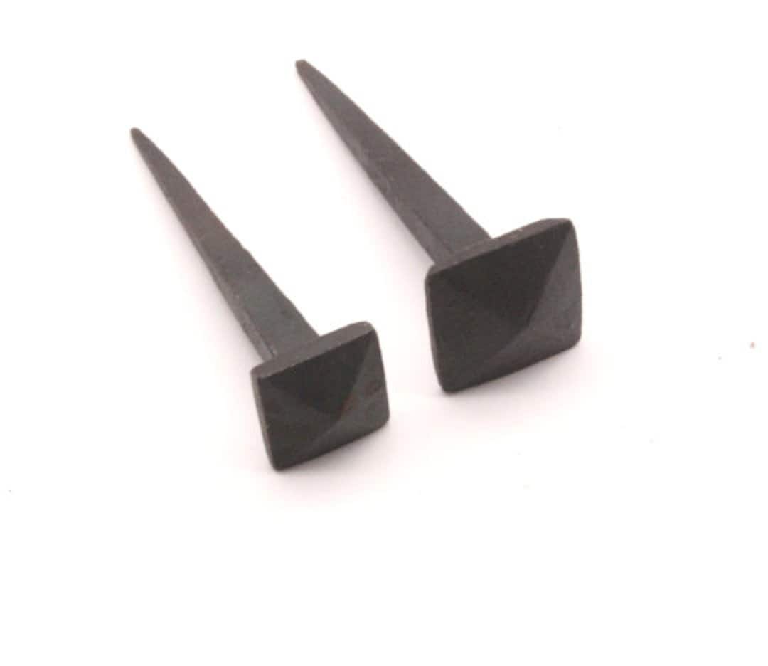 Hand Forged Iron Antique Rustic Square Spike Vintage Head Wrought Iron ...