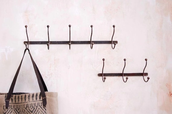Vintage Hand Forged Wrought Iron Hook Rack Coat Hat Hooks - Etsy
