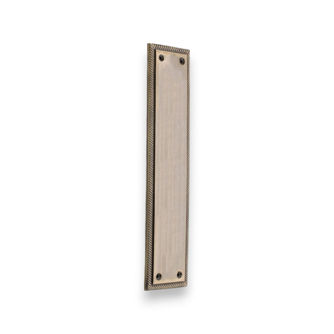 Georgian Roped Edge Antique Brass Square Shape Door Finger Push Plate ...