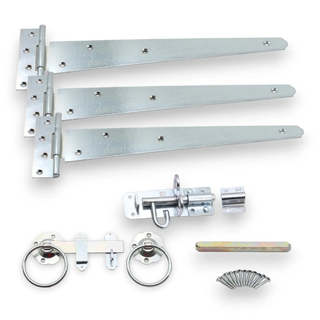 Zinc Coated Tee Hinges 14" 350mm With Plain Ring Gate Latch and Brenton ...