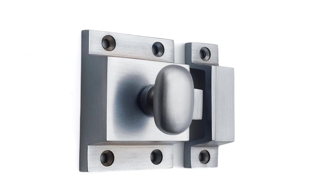 Solid Brass Old Style Thumb Turn Cupboard Catch in Satin Chrome Finish ...