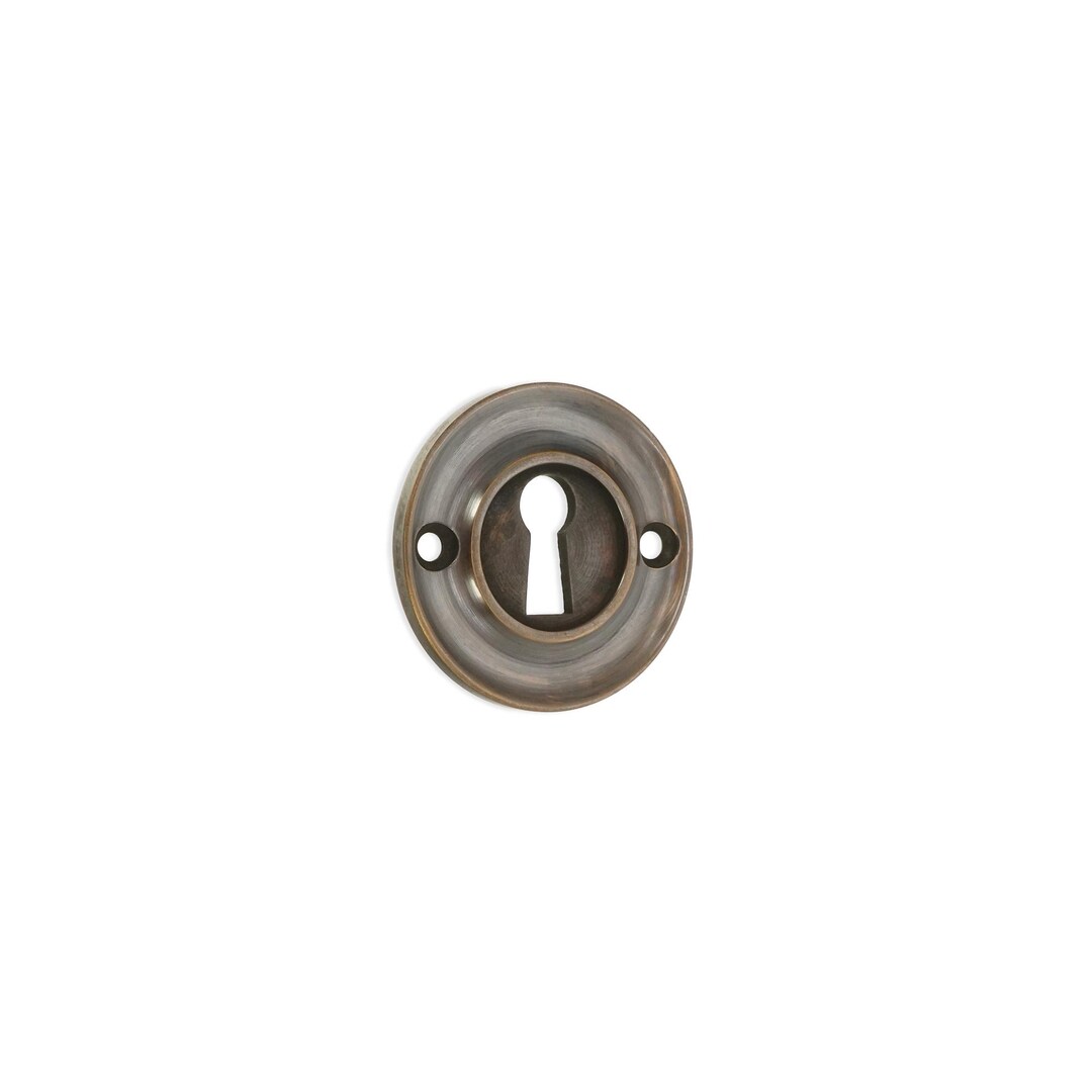 Antique Slimline Standard Profile Keyhole Lock Cover Plate Escutcheon ...